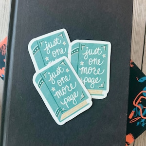 Just One More Page Sticker | Bookish Sticker | Cute Book Sticker ...