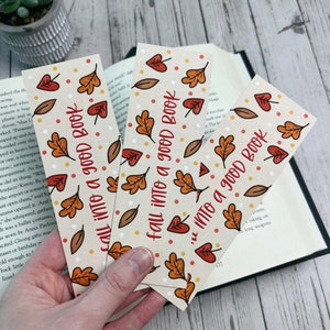 Fall Into A Good Book Bookmark | Autumn Bookmark | Fall Bookmark ...