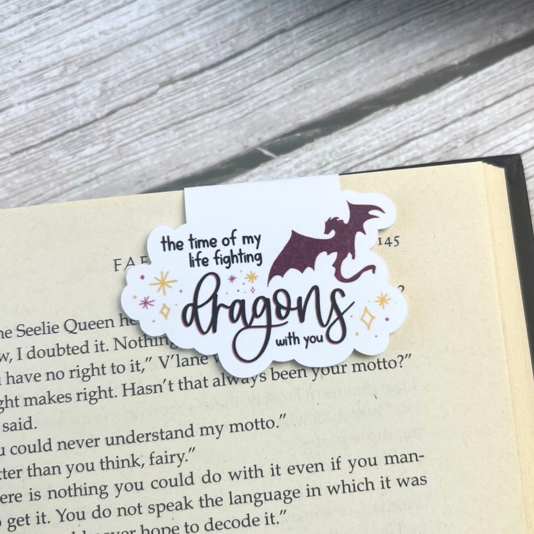 Dragons Magnetic Bookmark Fighting Dragons Bookmark Enchanted Bookmark ...