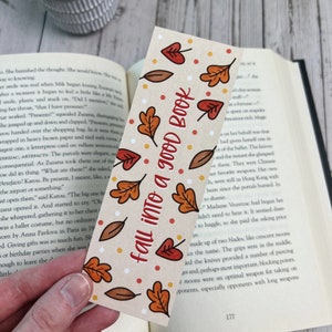 Fall Into A Good Book Bookmark | Autumn Bookmark | Fall Bookmark ...