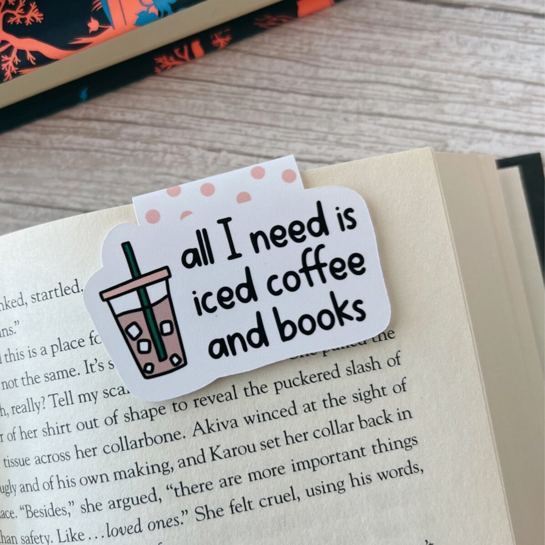 Iced Coffee & Books Magnetic Bookmark | Coffee Bookmark | Booklover ...