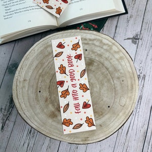 Fall Into A Good Book Bookmark | Autumn Bookmark | Fall Bookmark ...