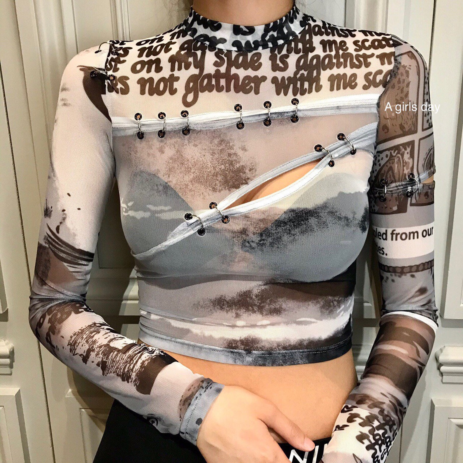 Y2K 2000s style Super funky mesh top with open slits and | Etsy