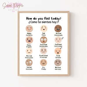 Bilingual Feelings Printable Spanish Poster Psychologist Office Decor ...