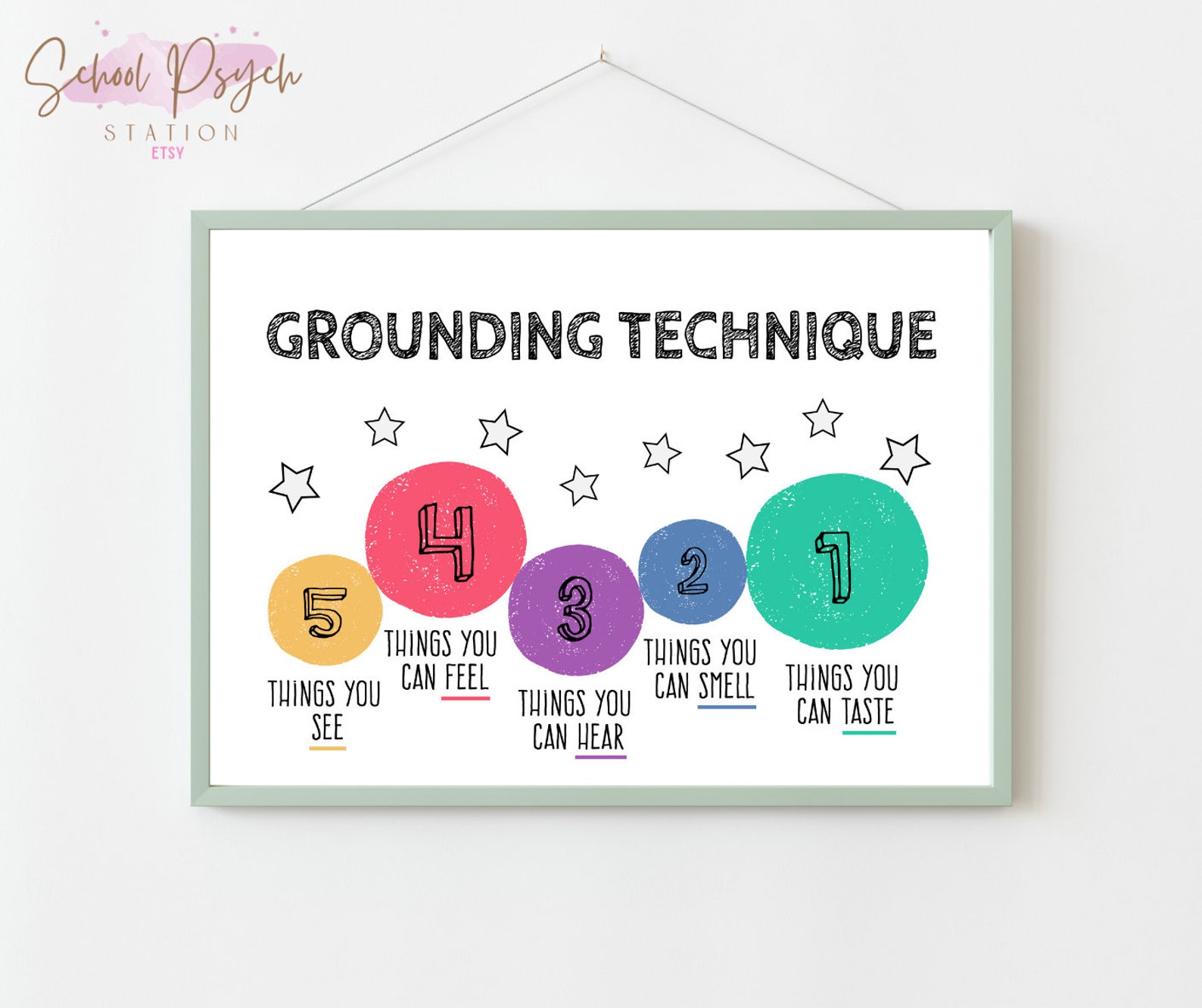 Grounding Technique Poster Psychologist Office Printable Psychologist ...