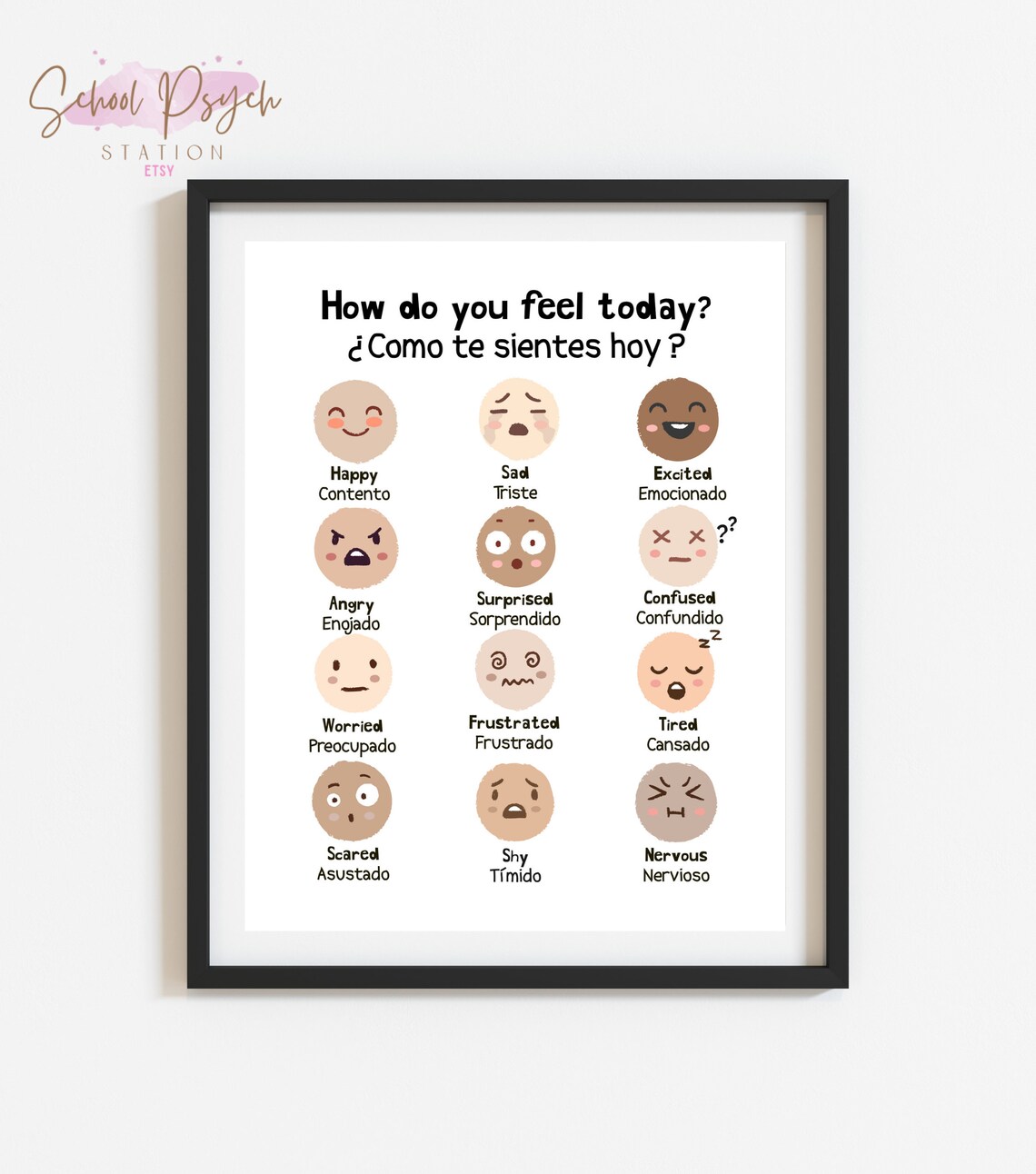 Bilingual Feelings Printable Spanish Poster Psychologist - Etsy
