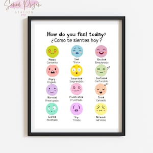 Bilingual Feelings Printable Spanish Feelings Poster-psychologist ...