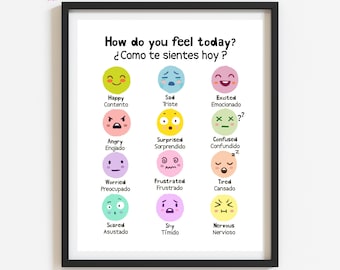 Bilingual Feelings Printable Spanish Feelings - Etsy
