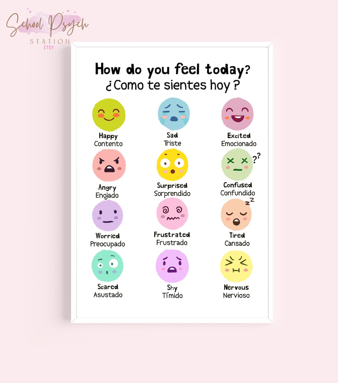 Bilingual Feelings Printable Spanish Feelings - Etsy
