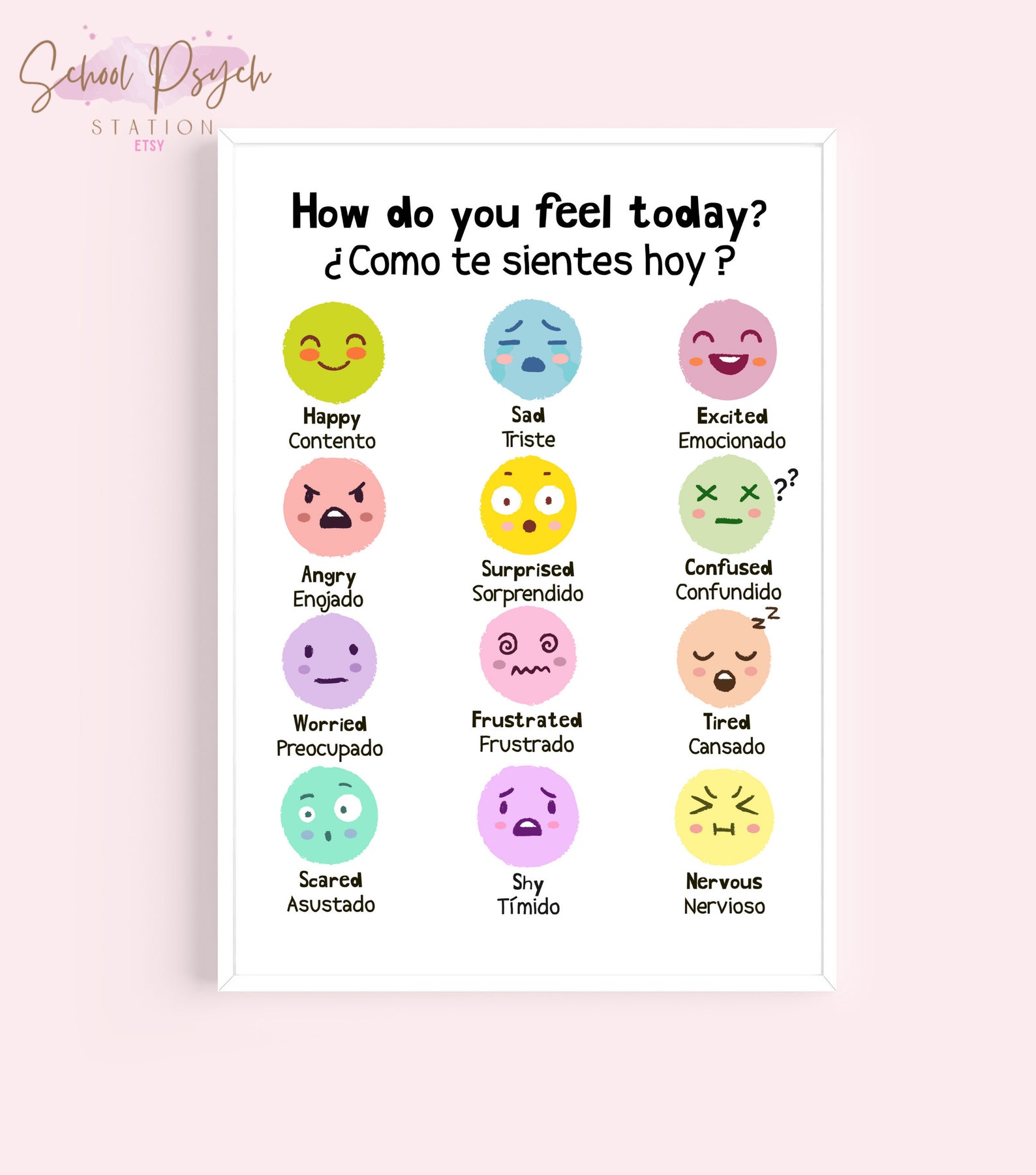 Bilingual Feelings Printable Spanish Feelings - Etsy