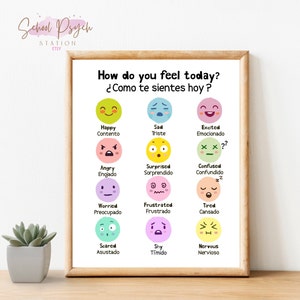 Bilingual Feelings Printable Spanish Feelings Poster-psychologist ...
