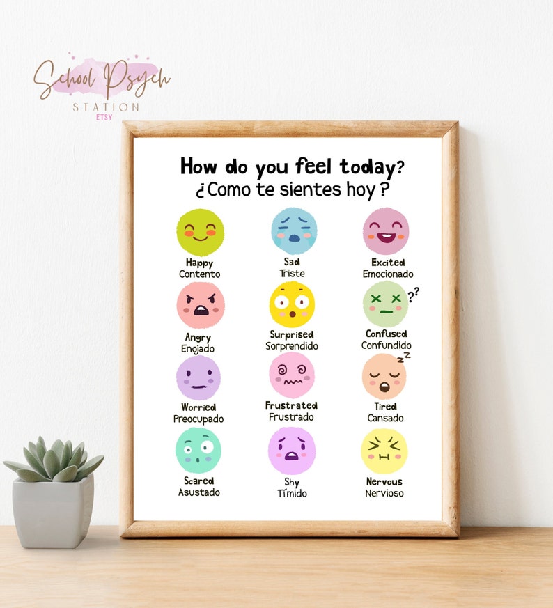 Bilingual Feelings Printable Spanish Feelings - Etsy