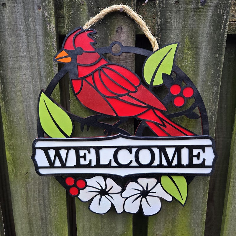 Cardinal Welcome Sign - Etsy