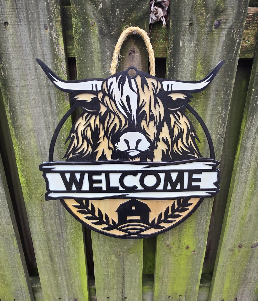 15in Highland Cow Welcome Sign/door Hanger - Etsy