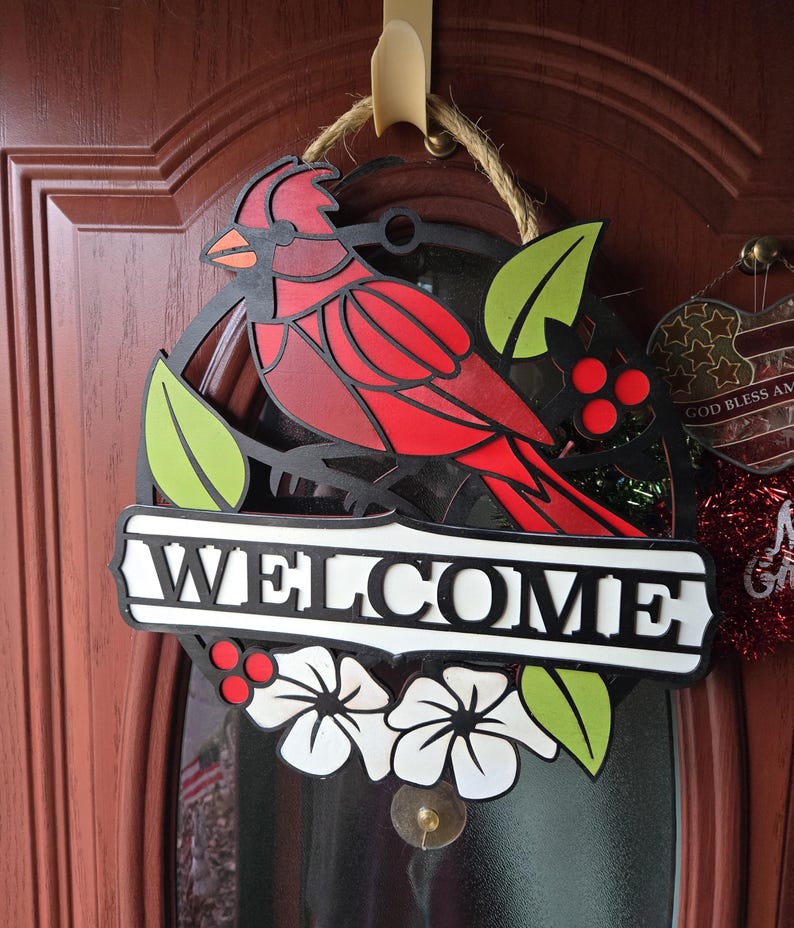 15in Cardinal Welcome Sign / Door Hanger - Etsy