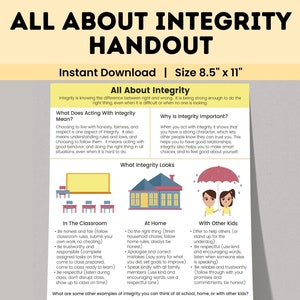 Integrity Printable Character Education for Kids Teens - Etsy