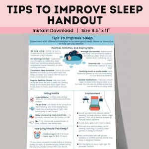 Tips to Improve Sleep Hygiene Printable Therapy Poster, Sleep Chart for ...