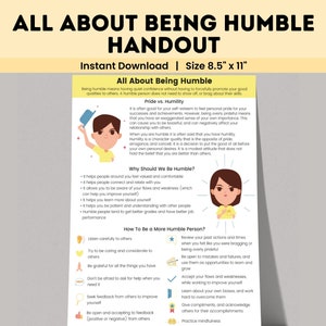 Humble Humlity Character Education for Kids Teens Coping - Etsy
