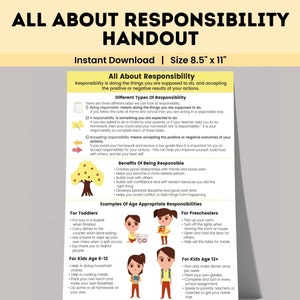 Responsibility Character Education for Kids Teens Therapy - Etsy