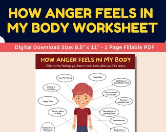 Anxiety Symptoms Body Signals Fillable Worksheet Children | Etsy