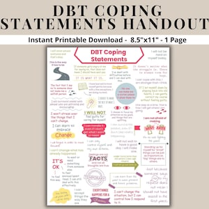 DBT Coping Statements Affirmations Quotes Printable Poster - Etsy