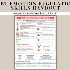 DBT Emotion Regulation Coping Skills Printable Handout Poster - Etsy