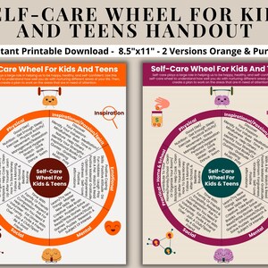 Self Care Wheel for Kids Teens Printable Poster - Trauma Self-esteem ...
