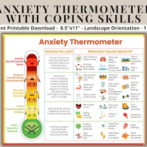Anxiety Thermometer With Coping Skills Feelings Emotions - Etsy