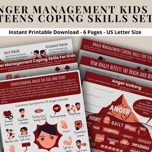 Anger Management Coping Skills Printable Poster Bundle for | Etsy