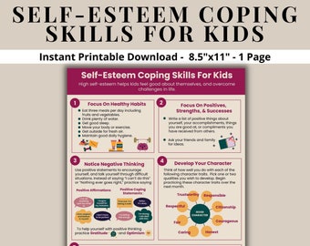Self-esteem Printable Poster Self Confidence Coping Skills for - Etsy