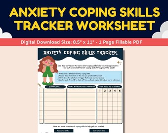 Anxiety Coping Skills Fillable Worksheet Kids Children | Etsy Canada