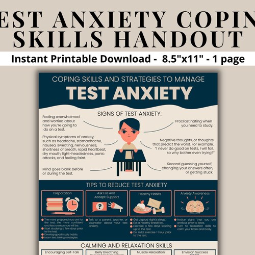 Test Anxiety Coping Skills Strategies to Manage Reduce Test | Etsy