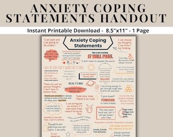 Anxiety Coping Skills for Teens Printable Handout-therapy | Etsy