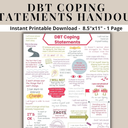 DBT Coping Statements Affirmations Quotes Printable Poster - Etsy UK