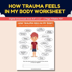 Trauma PTSD Symptoms Body Signals Worksheet Children Teens - Etsy
