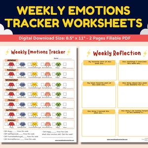 Weekly Emotions & Feelings Tracker 2pg Printable Emoji - Etsy