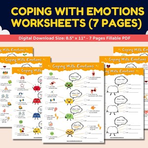 Coping Skills Emoji Worksheets for Kids 7 Pages-feelings - Etsy