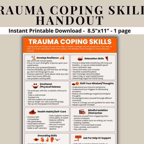 PTSD Coping Skills Printable Trauma Coping Skills Poster PTSD - Etsy