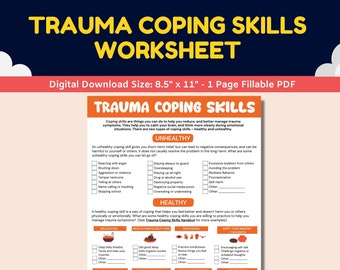 Trauma Coping Skills Tracker Fillable Worksheet Kids Teens | Etsy