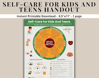 Self Care Wheel for Kids Teens Printable Poster Trauma | Etsy