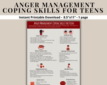 Anger Management Coping Skills for Kids Printable Handout | Etsy