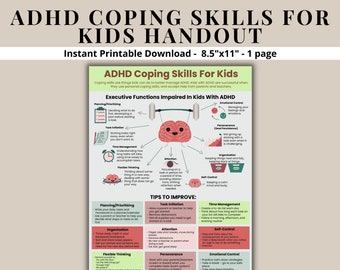 ADHD Coping Skills Printable Handout Poster for Kids - Etsy