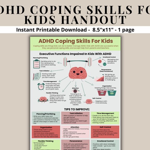ADHD Coping Skills Printable Handout Poster for Teens - Etsy Canada