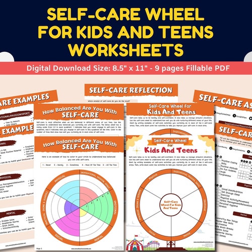 Self-care Wheel for Kids & Teens Worksheets 9 Pg Printable - Etsy