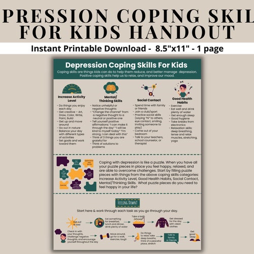 Depression Coping Skills for Kids Printable Poster-depression - Etsy