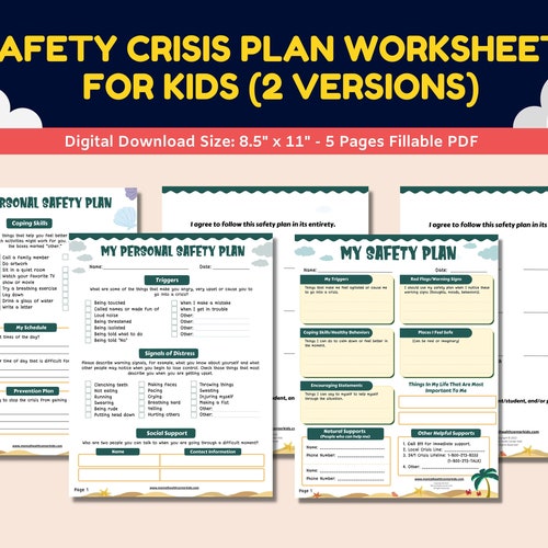 Safety Plan for Kids Teens Printable Crisis Plan Worksheet - Etsy