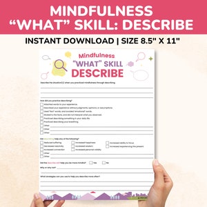 DBT Mindfulness WHAT Skills Worksheets 3-pages-observe-describe ...