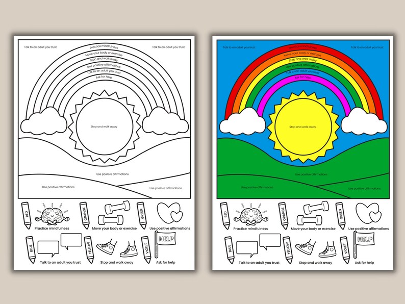 Spring Coloring Pages for Kids-color by Coping Skills Coloring | Etsy
