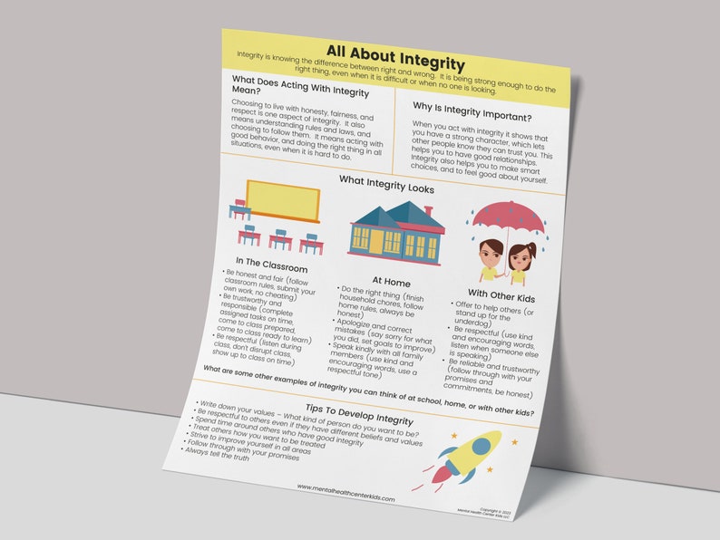 Integrity Printable Character Education for Kids Teens, Therapy ...