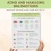 ADHD Coping Skills Printable Handout Poster for Kids executive ...